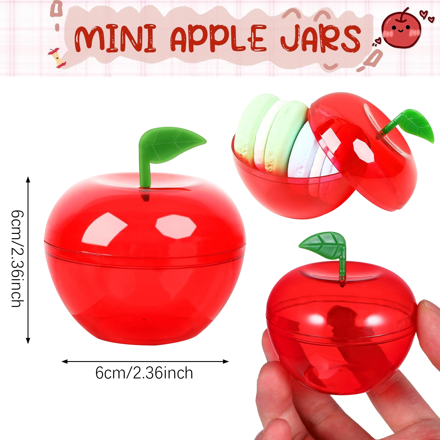 20 Pcs Mini Apple Shaped Boxes Plastic Red Apple Design Candy Jar Cute ...