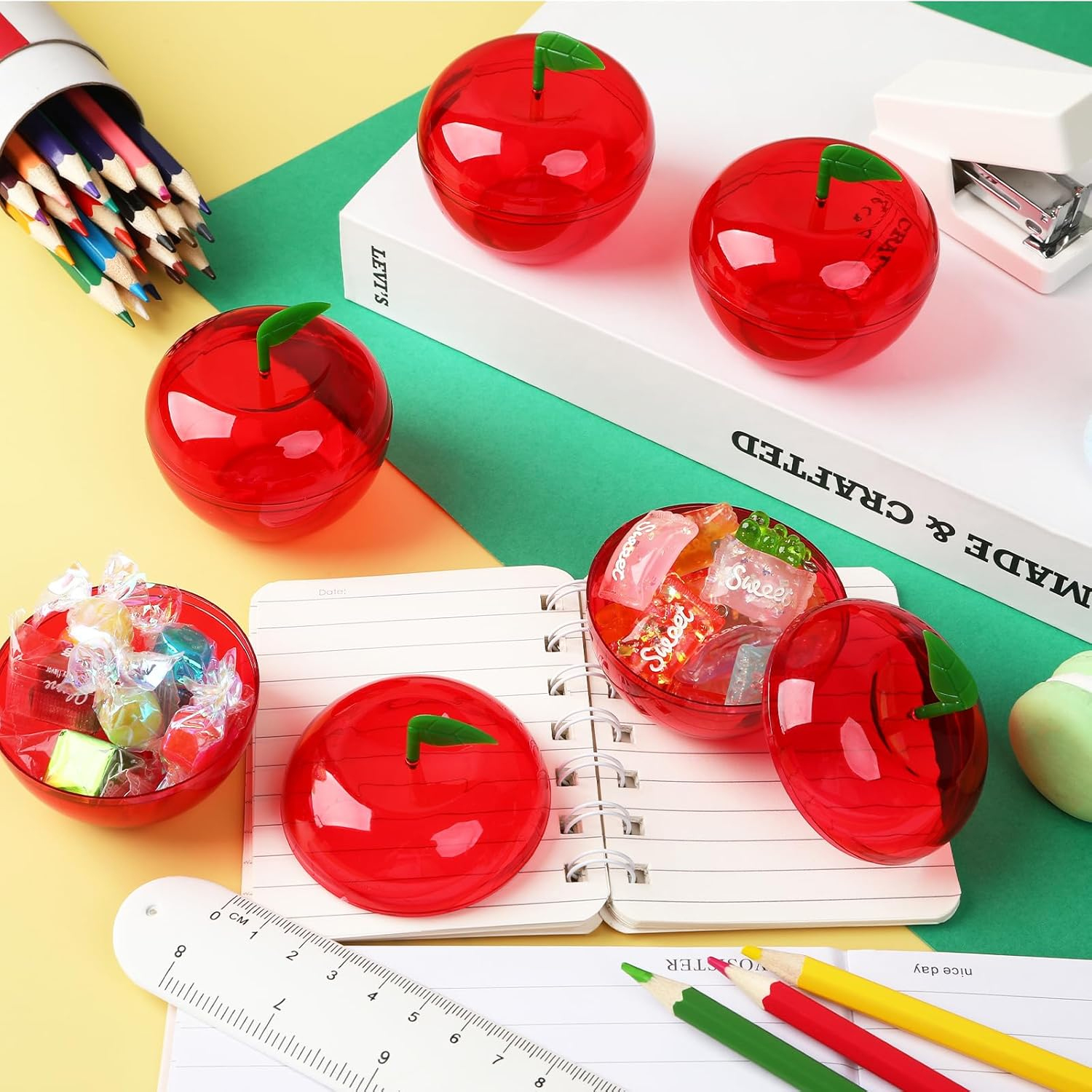20 Pcs Mini Apple Shaped Boxes Plastic Red Apple Design Candy Jar Cute ...