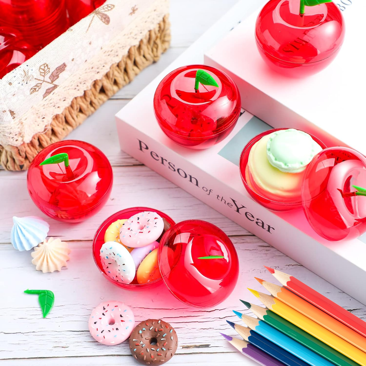 20 Pcs Mini Apple Shaped Boxes Plastic Red Apple Design Candy Jar Cute ...