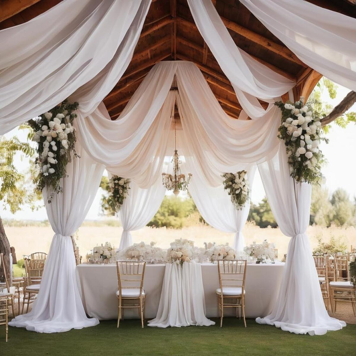 2.46*65.42 FT Wedding Arch Draping Fabric Arch Drapery Fabric set White ...